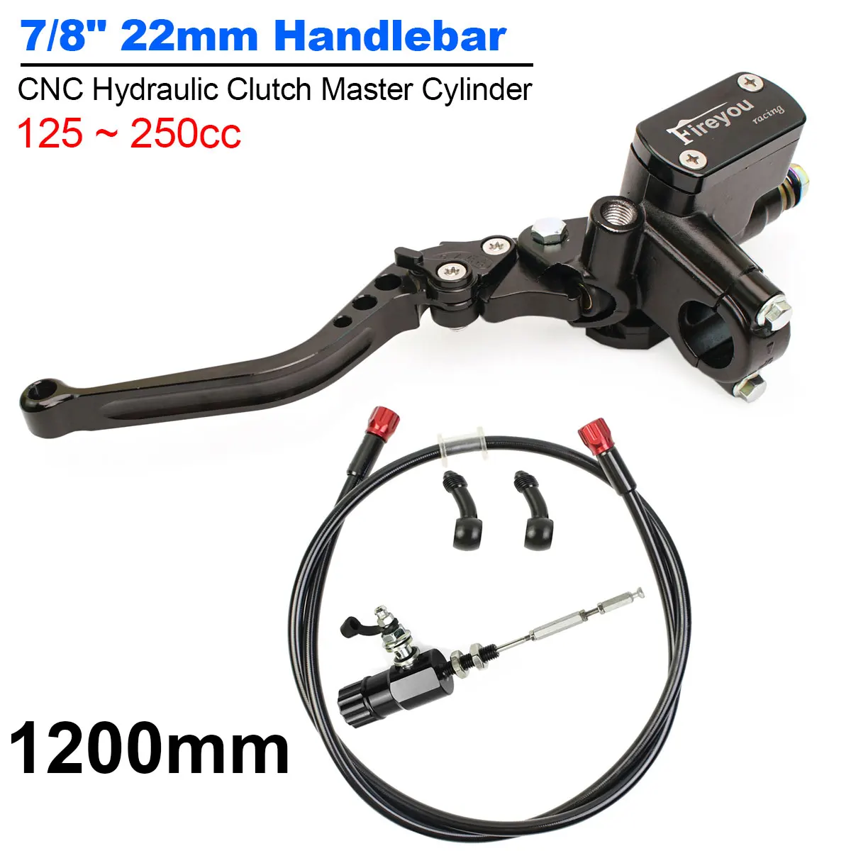 7/8" 22mm Motorcycle CNC Hydraulic Clutch Kit Lever Master Cylinder 125 ...