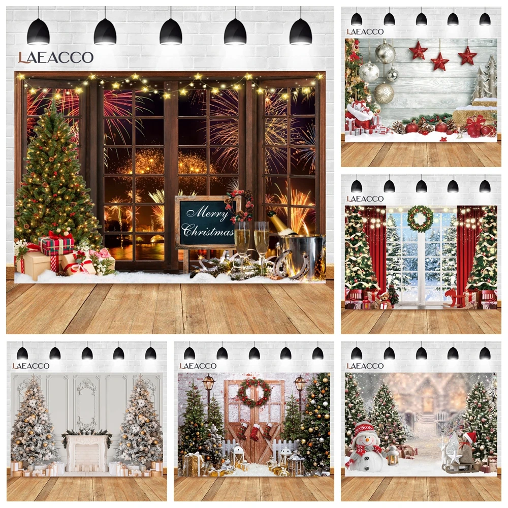Winter-Christmas-Backdrop-For-Photographic-Xmas-Tree-Chic-Wall-Snow ...