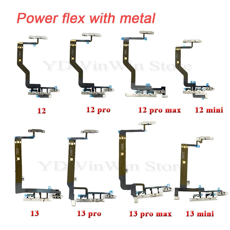 Power-Flex-Cable-with-Metal-For-iPhone-12-13-Pro-Max-Mini-Volume-Switch ...
