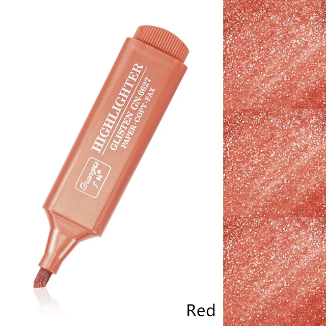 8 Colors Metallic Highlighter Fluorescent Glitter Markers Note Taking ...