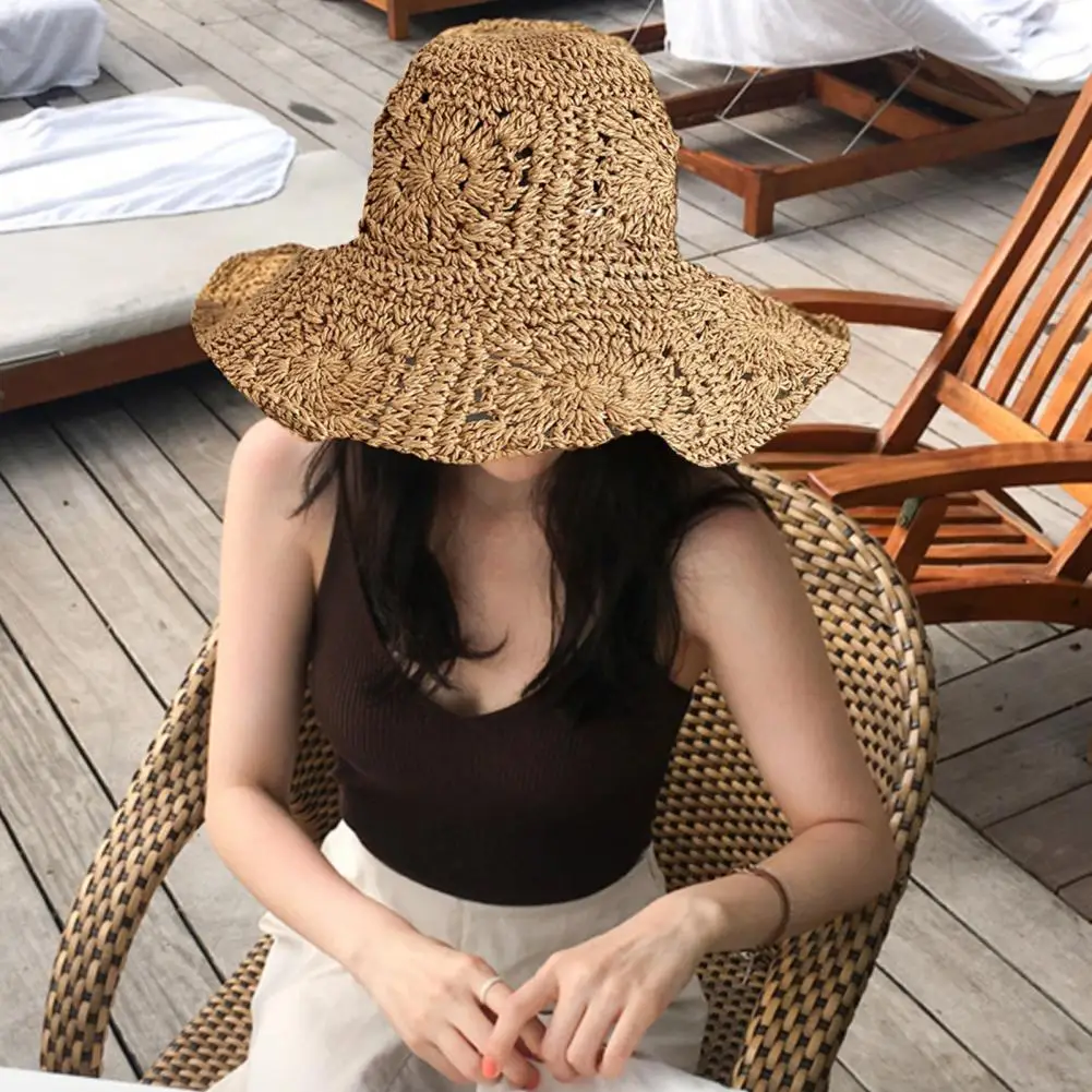 Summer-Bucket-Hat-Straw-Hat-Stylish-Women-s-Foldable-Straw-Beach-Hat ...