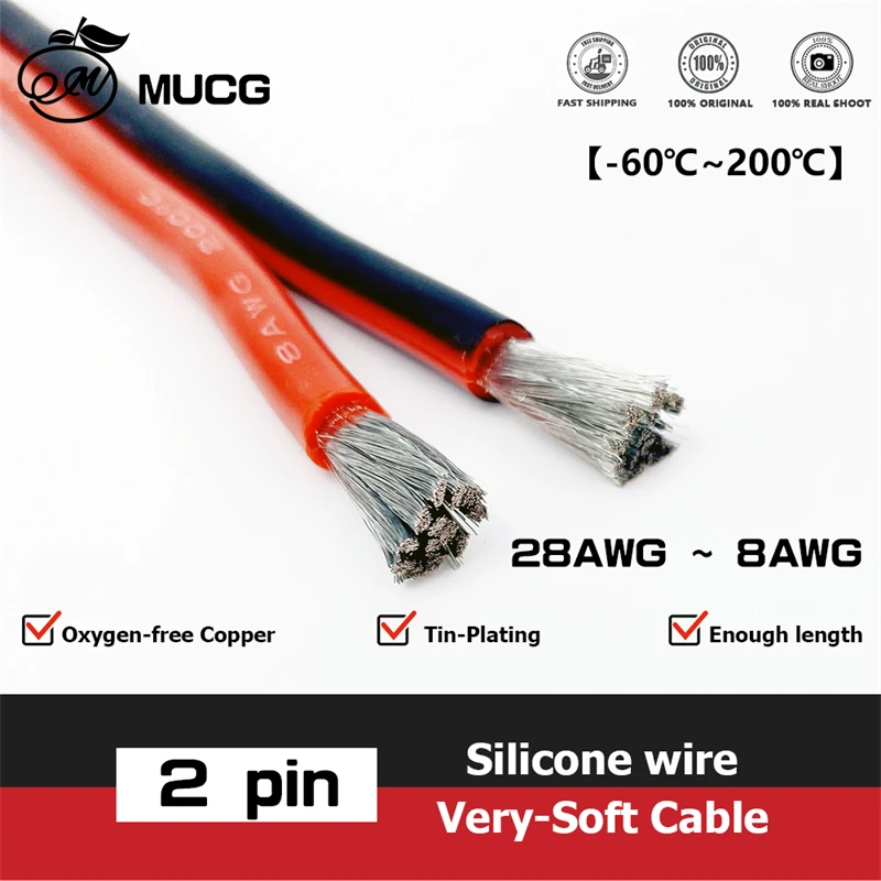 Silicone-wire-2-Pin-Black-and-Red-Cable-Very-Soft-Tinned-Copper-Double ...