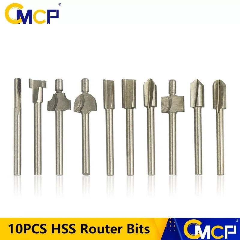CMCP-10pcs-HSS-Router-Bits-Wood-Cutter-Milling-Fits-Dremel-Rotary-Tool ...