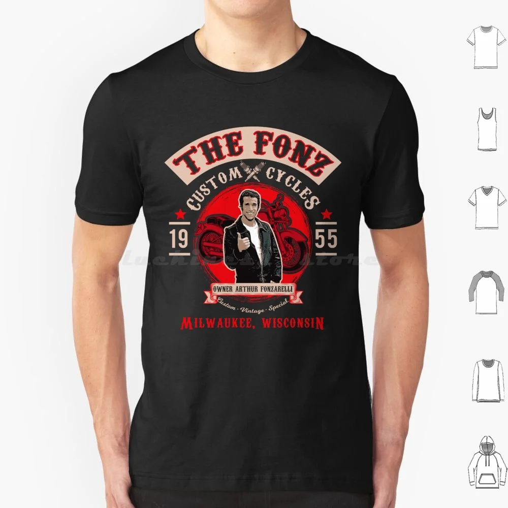 Fonzy Custom Cycle Shop T Shirt 6xl Cotton Cool Tee Fonzie Arthur ...