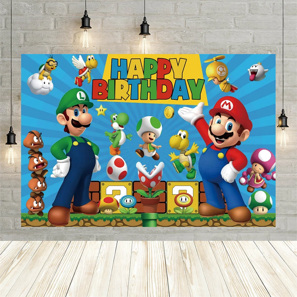 YXG0266-Vinyle-W180xH120cm-Décors de thème Super Mario Bros pour ...