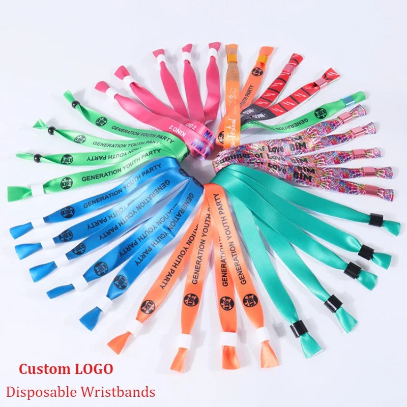 200pcs Custom Disposable Wristbands Colorful Logo Printing Free ...