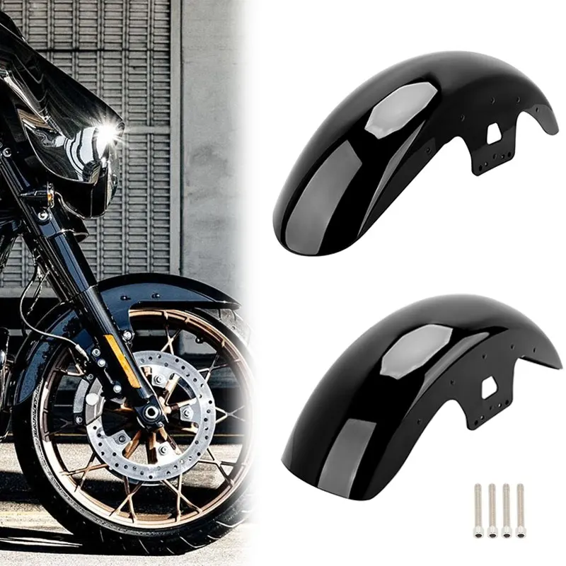 Motorcycle-Front-Fender-Mudguard-Cover-Protector-Gloss-Black-For-Harley ...