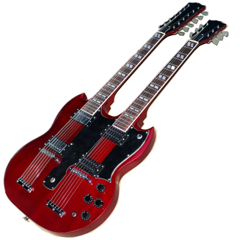 Double-Neck-Guitar-Red-12-6-Strings-Electric-Guitar-with-Chrome ...