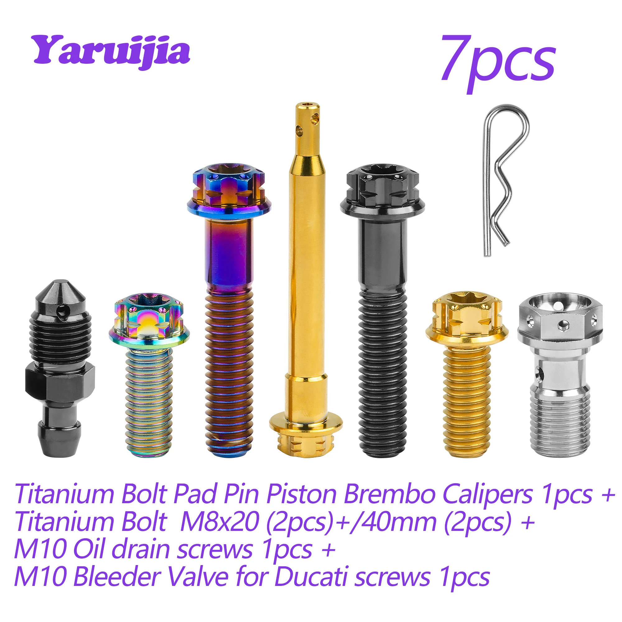 Titanium bolt M8x20/40mm M10 pitch 1.0/1.25 single hole drain exhaust ...