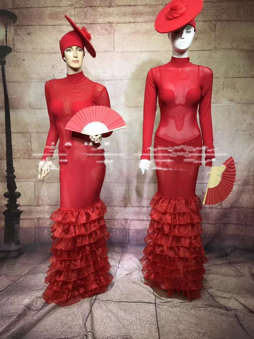 Dress-red-Chinese-style-fan-gogo-female-singer-dance-team-New-Year-s ...