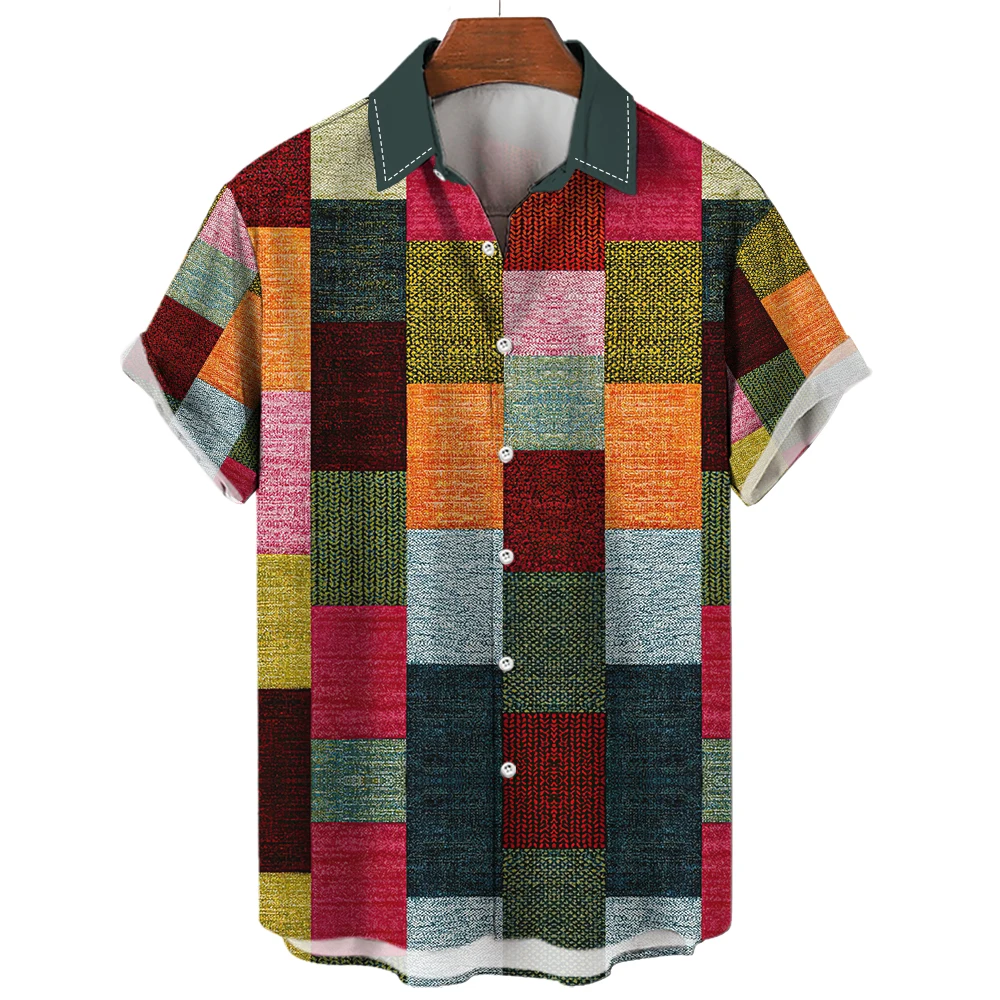 Colorful Plaid Shirt For Men Summer Short-Sleeved Neutral Clothing ...