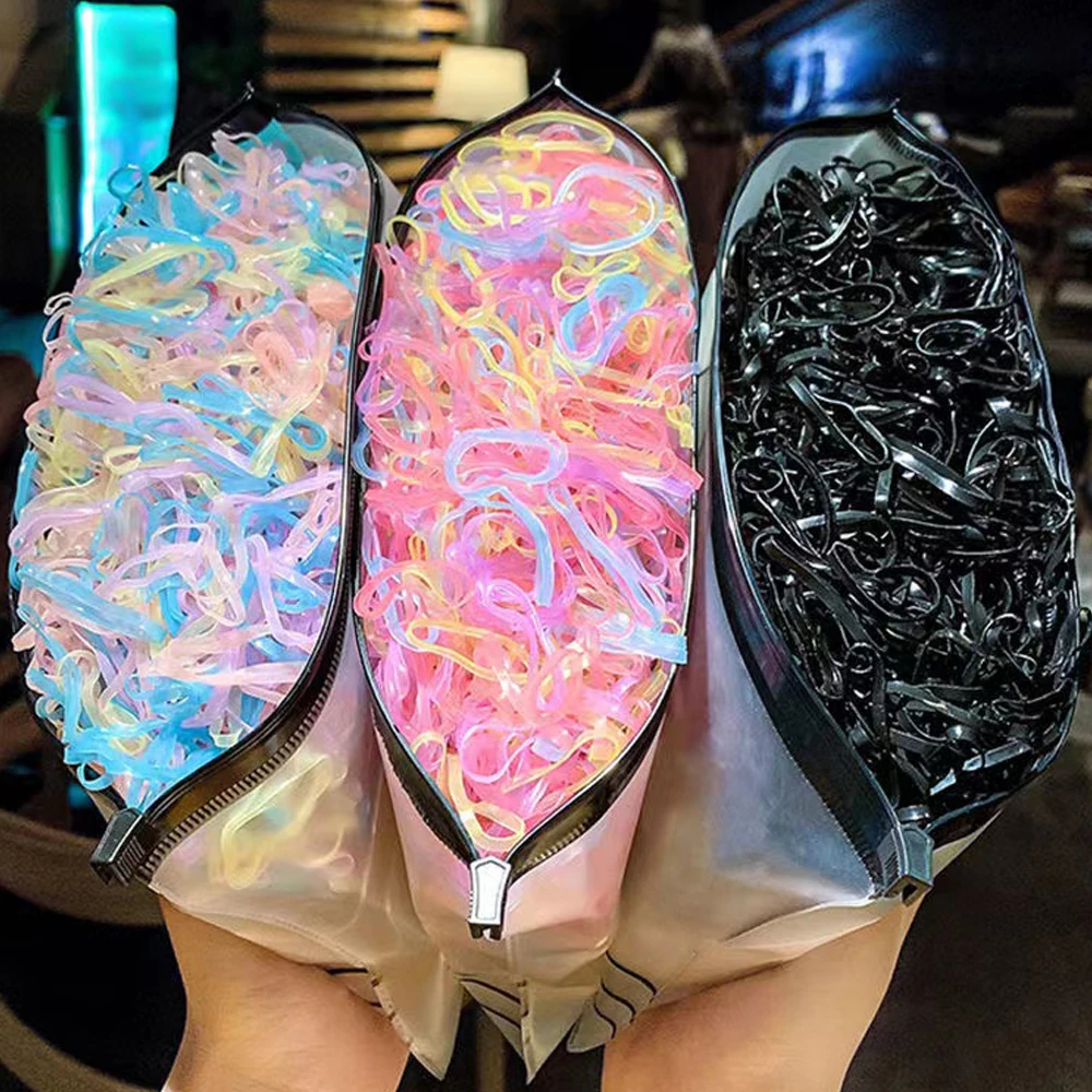 2000pcs/pack Colorful Small Disposable Hair Bands Scrunchie Girls ...