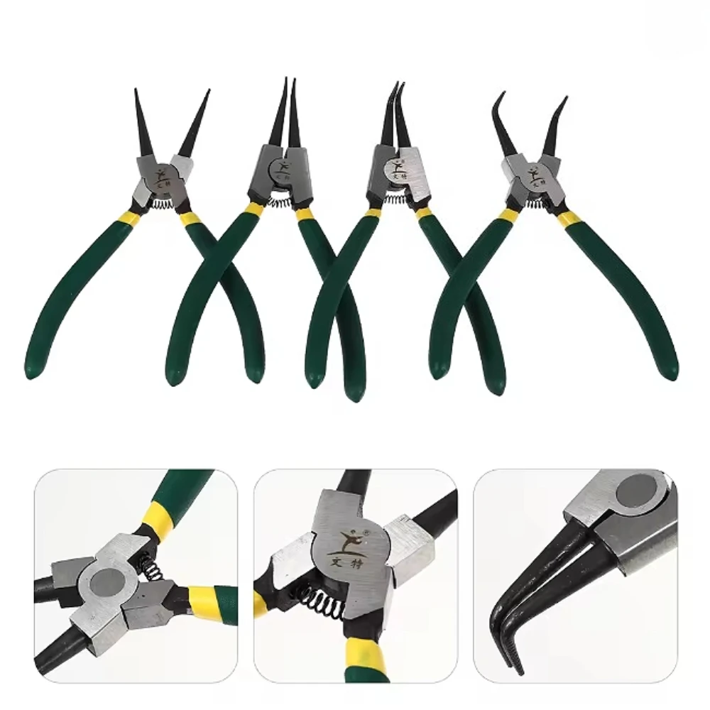 4 Pcs Carbon Steel Spring Loaded Circlip Pliers Set Internal External ...