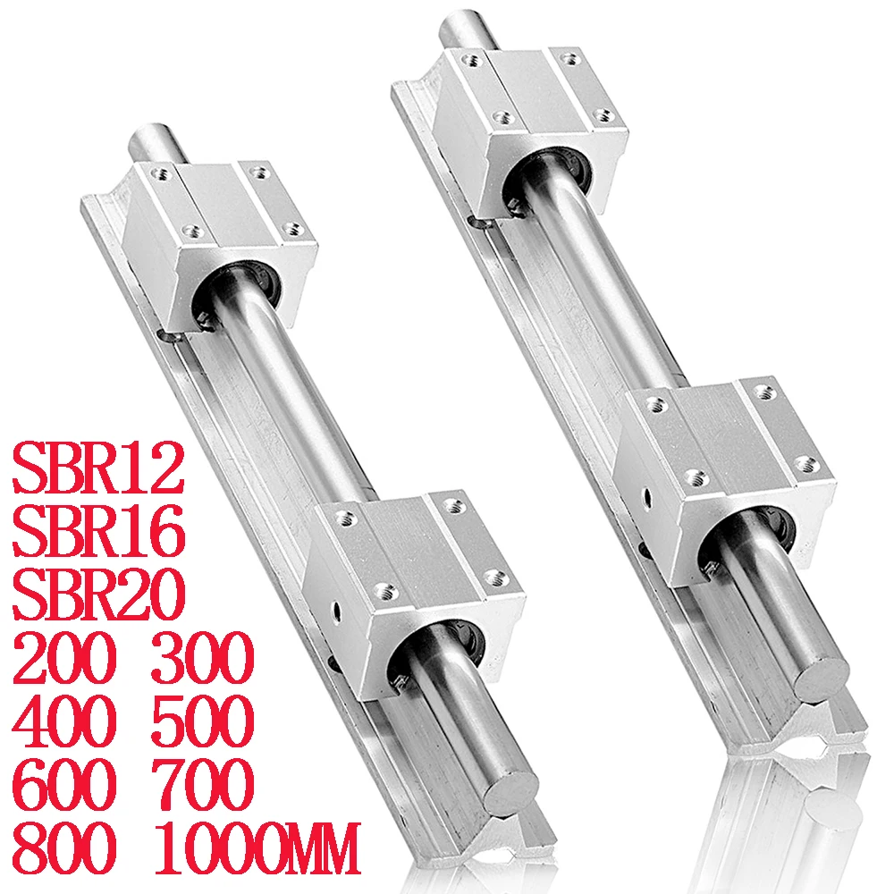 2pc Sbr12 Sbr16 Sbr20 Linear Guide Rail 300 400 500 600 700 800 1000mm ...
