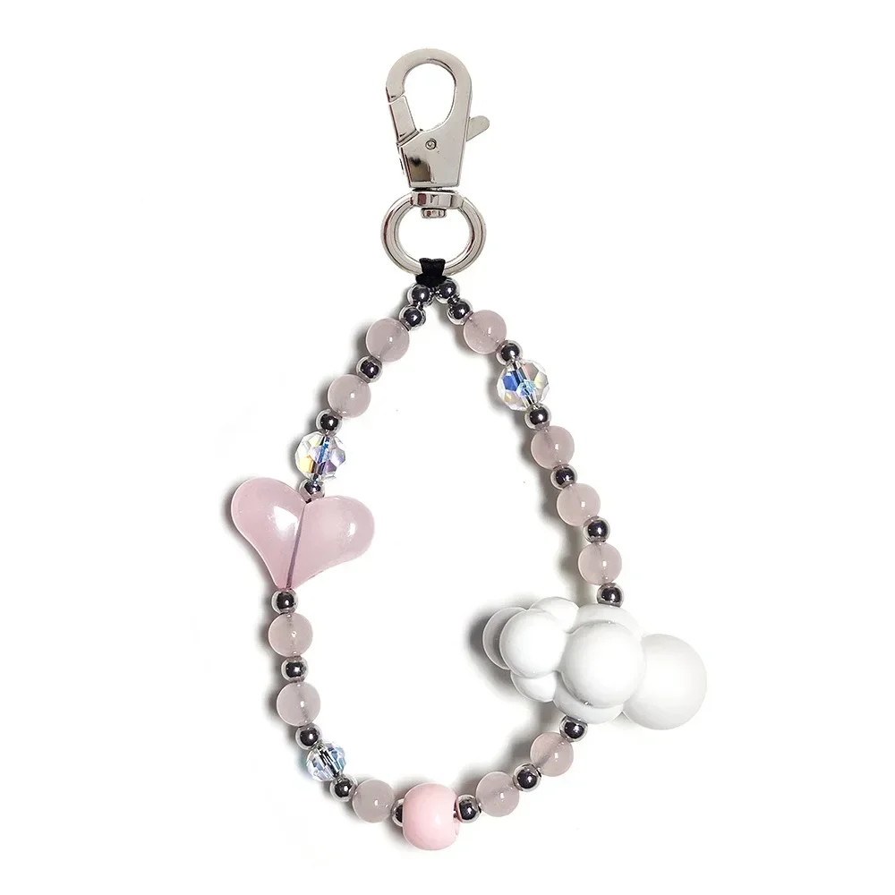 Keychain Red Heart Keyring Y2K Accessories Cloud Key Chain Colored ...