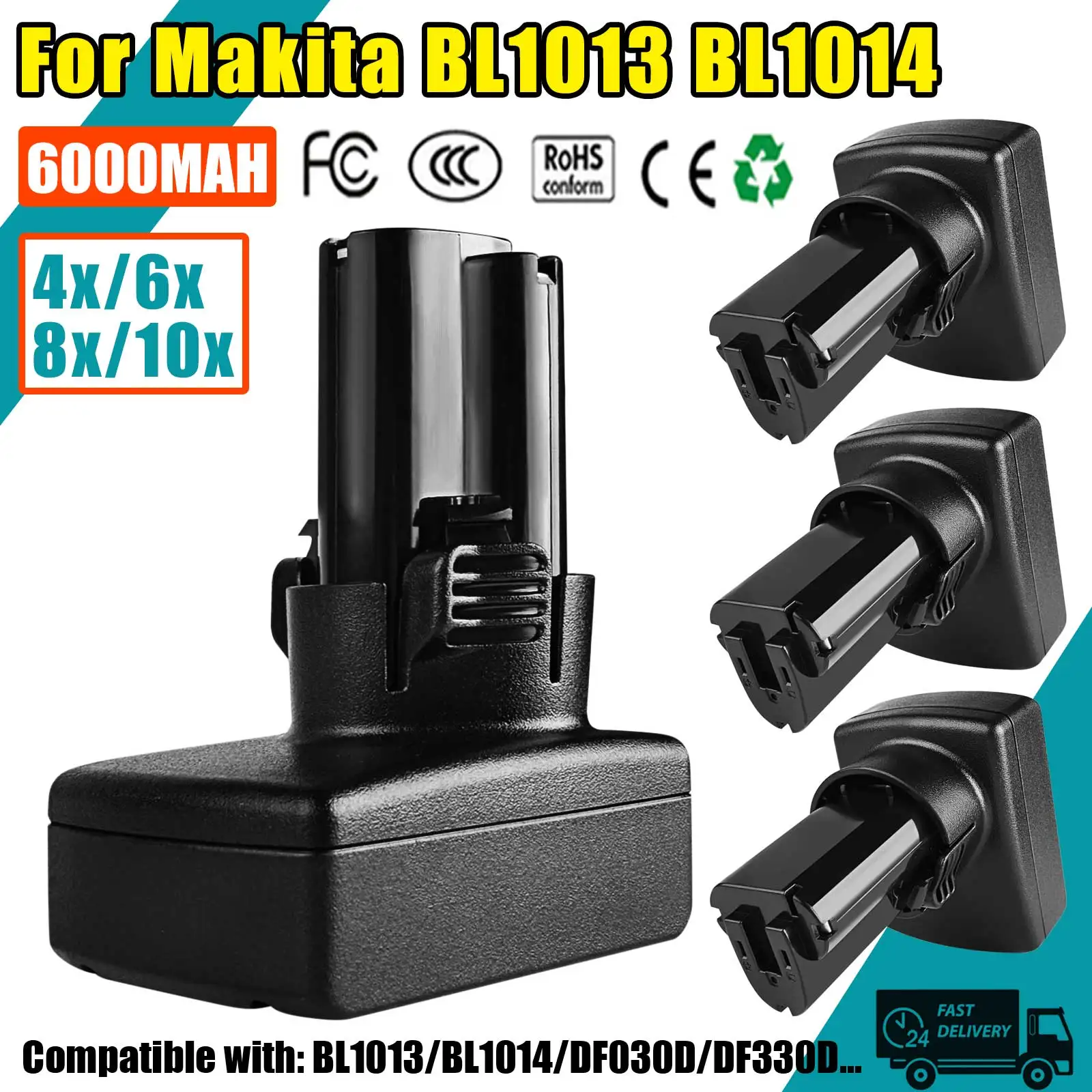 10PACK 6000MAH For Makita BL1013 Replacement Battery 10.8V 12V BL1014 ...