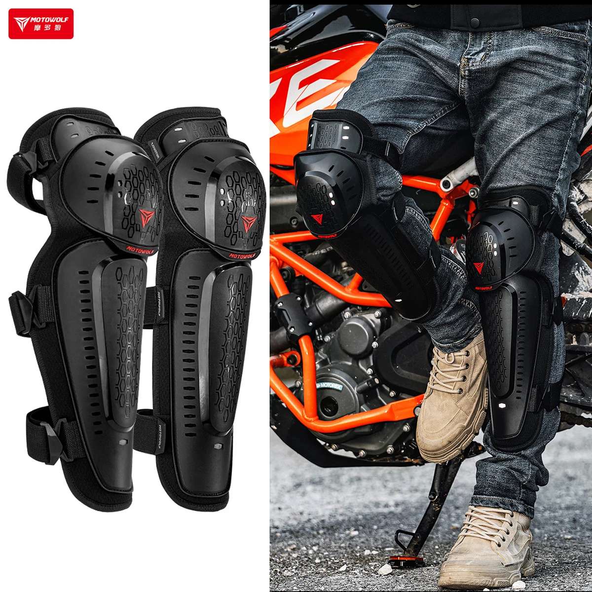 Motowolf-Motorcycle-Knee-Shin-Guards-Elbow-Guards-Anti-slip-Men ...