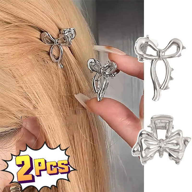 2-Pcs-Cute-Mini-Bow-Princess-Head-Small-Hair-Claw-Metal-Hair-Ornament ...