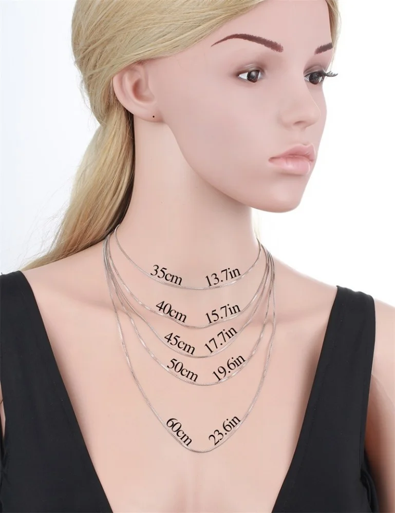 Windshow 5sizes Available White Gold Color Spring Buckle Box Chains ...