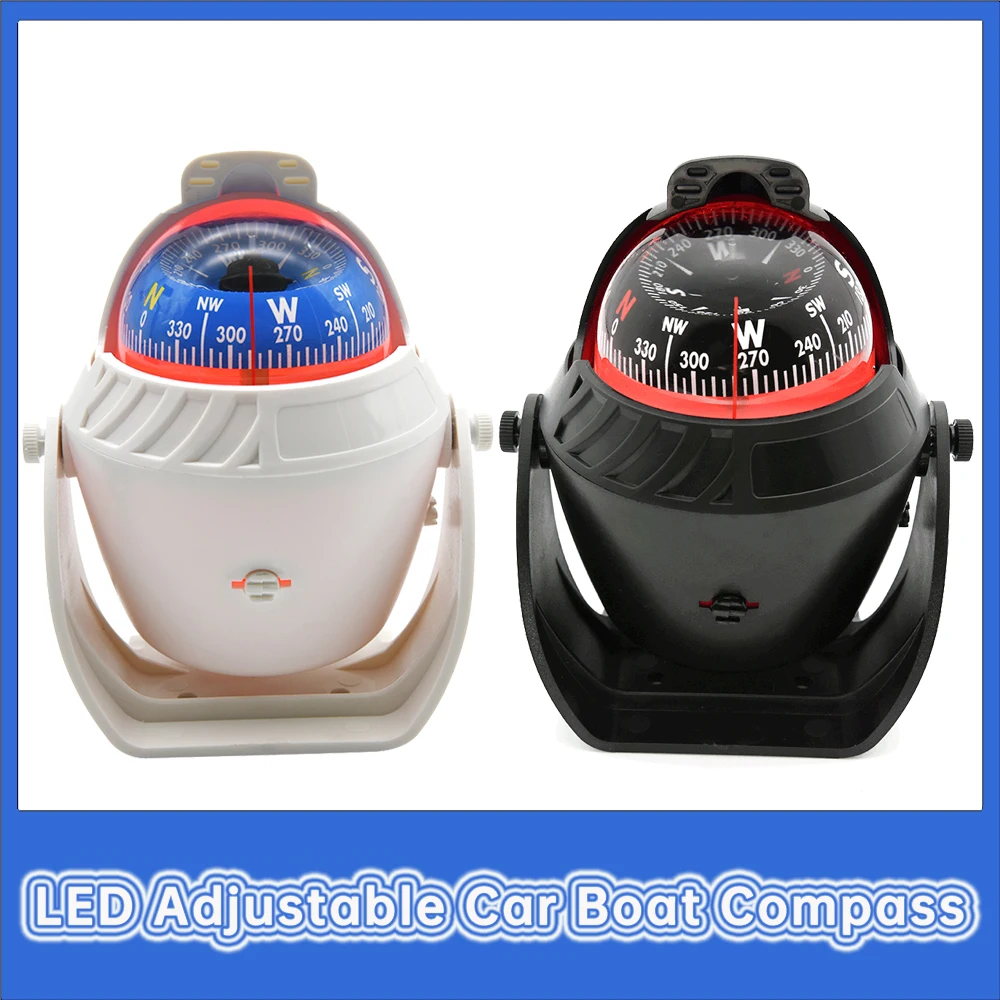 LED-Adjustable-Car-Boat-Compass-Pivoting-Compass-Electronic-Compass-Waterproof-Car-Compass-Ball ...