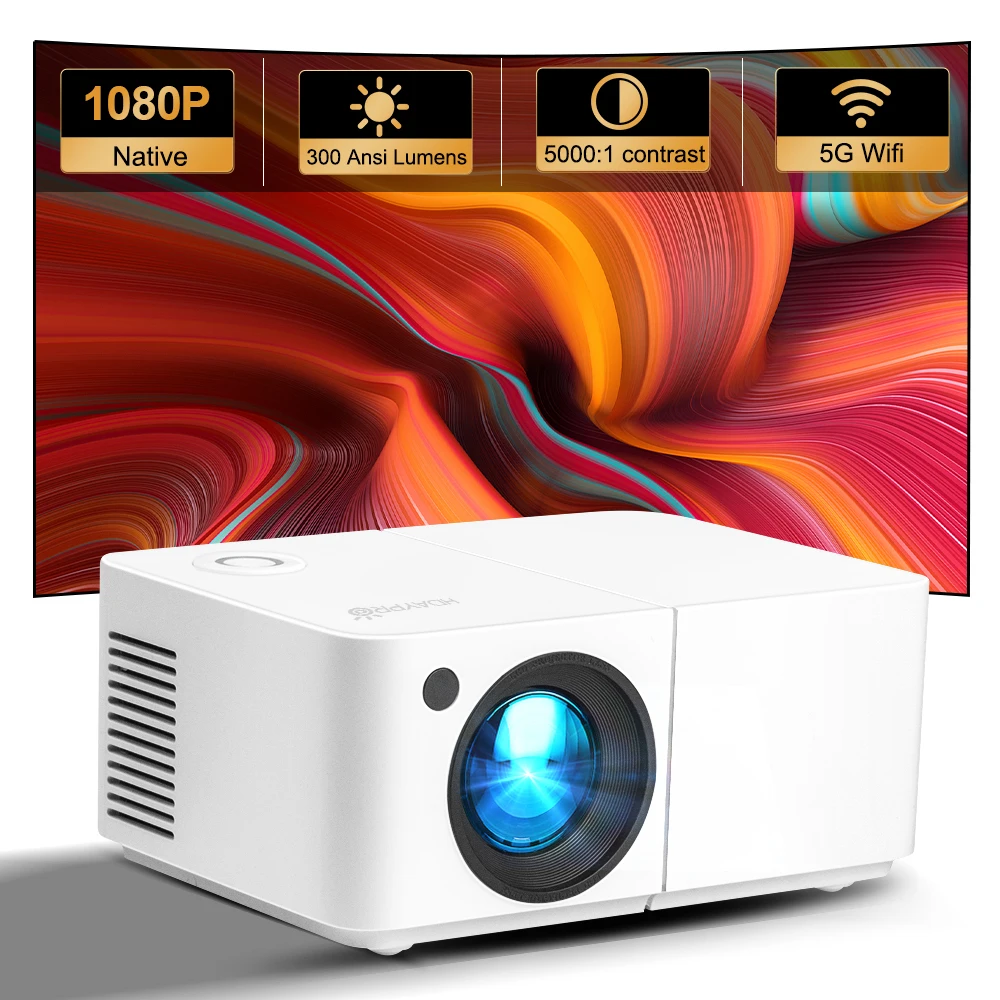HD300-Projector-5G-WIFI-300-Ansi-IOS-Android-Connection-1080P-Full-HD ...