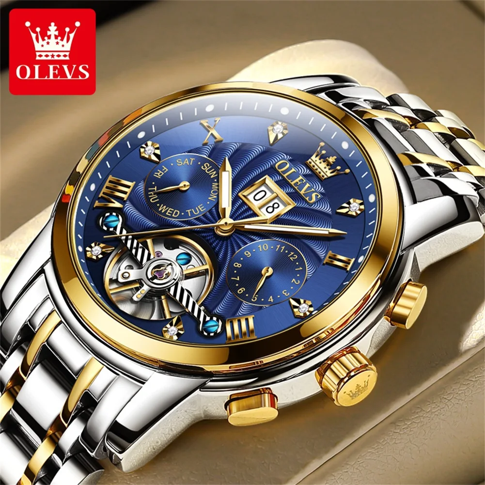 OLEVS 9910 reloj para hombre multifuncional fecha mecánico automático ...