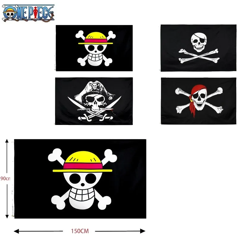 Bandera-de-calavera-pirata-de-una-pieza-de-90x150cm-decoraci-n-de-pared ...
