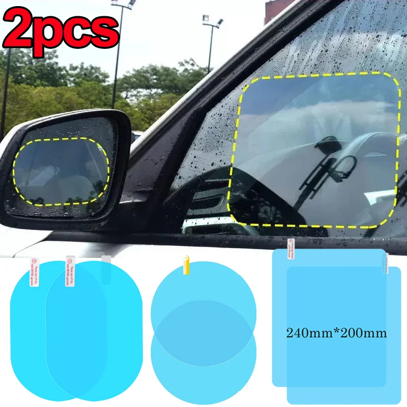 2pcs Car Rearview Mirror Film Sticker Side Window Rainproof Clear Film ...