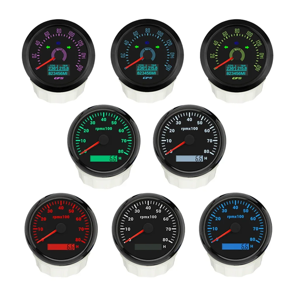 2-Gauge-Set-85mm-GPS-Speedometer-160MPH-0-200km-h-0-8000RPM-Tachometer ...