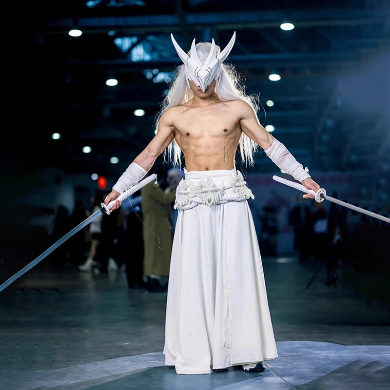 Yone-Cosplay-Costume-Sword-And-Mask-Anime-LOL-White-Uniform-Accessory ...