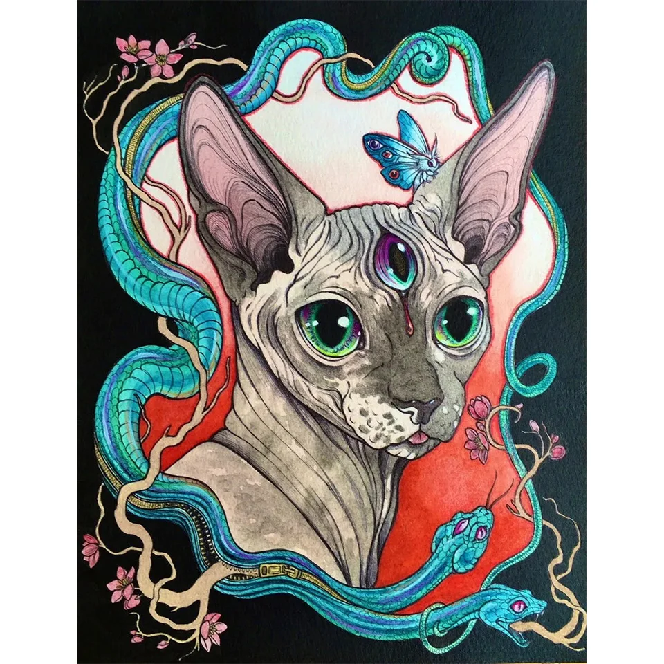 Trippy Cat Drawing
