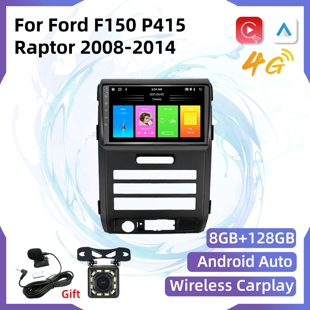 2 Din Android Radio for Ford F150 P415 Raptor 2008 2014 Car Stereo ...