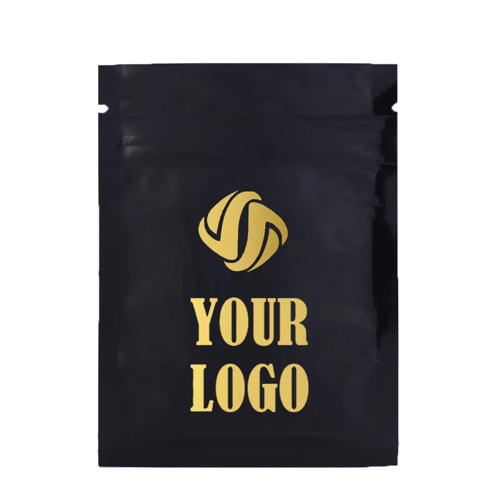 Custom-Logo-Glossy-Black-Ziplock-Pouch-Promotional-Silk-Printing-Hot ...