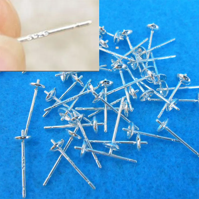 Stock-100-500PCS-Real-925-Sterling-Silver-Jewelry-Findings-Stud-Ear ...
