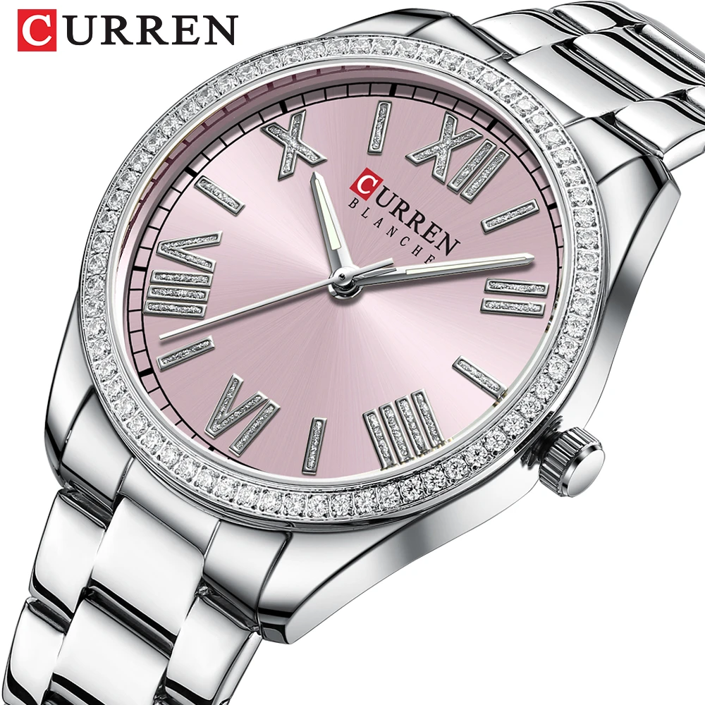 Curren Luxury Quartz Women's Bracelet Watch Silver Charming Rhinestone ...