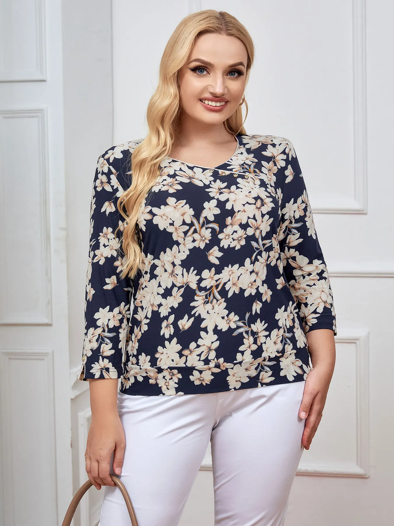 Women's Plus Size Top Spring Fashion Elegant Top Suitable for Round ...