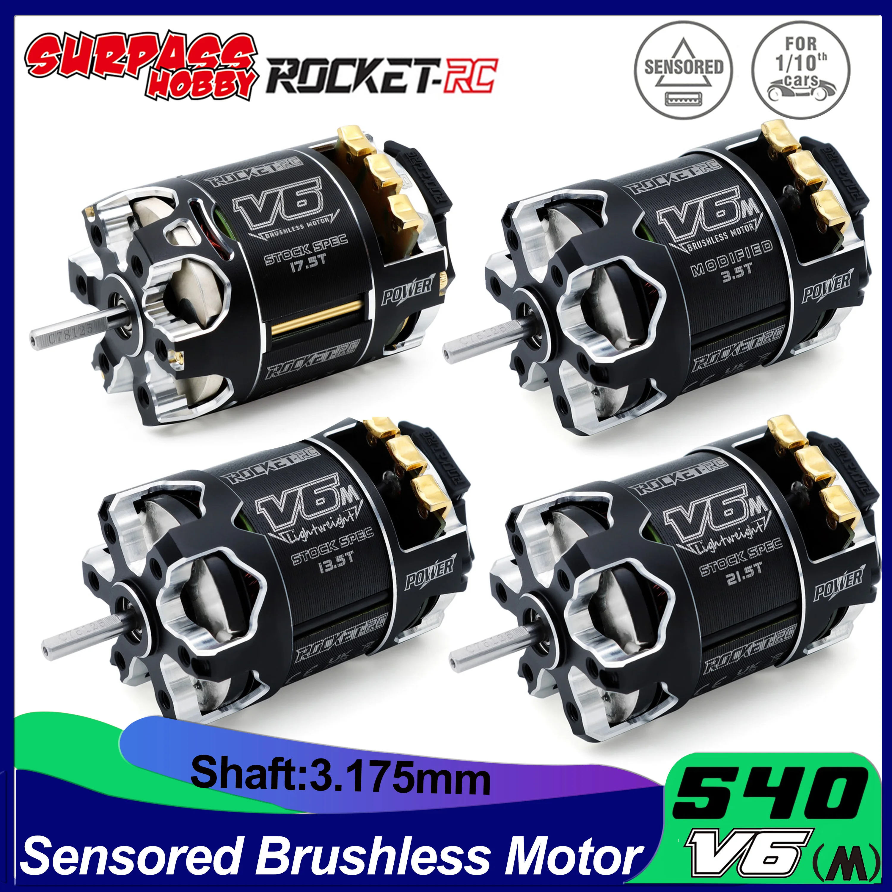 NEWEST-SURPASS-HOBBY-ROCKET-540-V6M-Competition-Sensored-Brushless ...