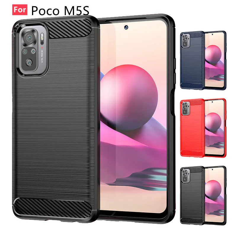 For-Cover-Poco-M5S-Case-For-Poco-M5S-Capas-Shockproof-Carbon-Fiber-Soft ...