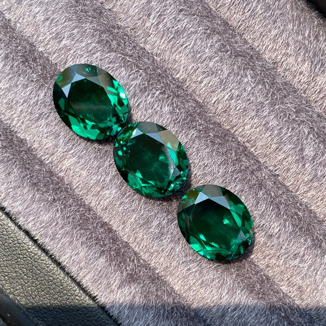 Eme jewe Lab Grown Zambia Emerald Oval Cut Gemstone VVS1 Clarity ...