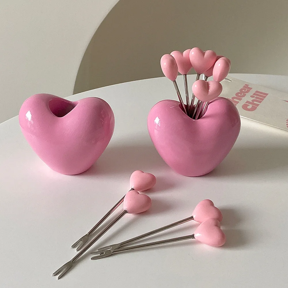 10PC Love Fruit Fork, Stainless Steel Creative Home Western Food Fork ...