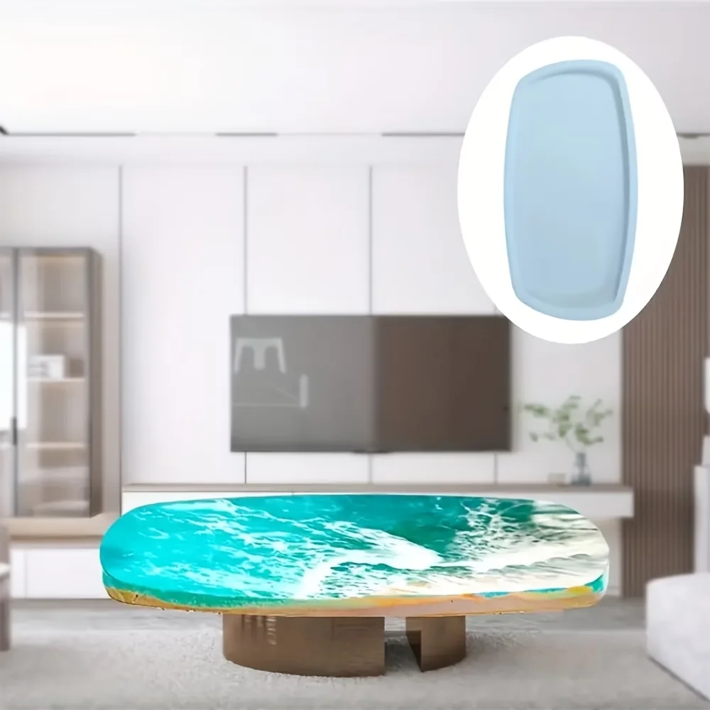 Large Rectangular Silicone Resin Table Mold with Ocean Wave Design ...