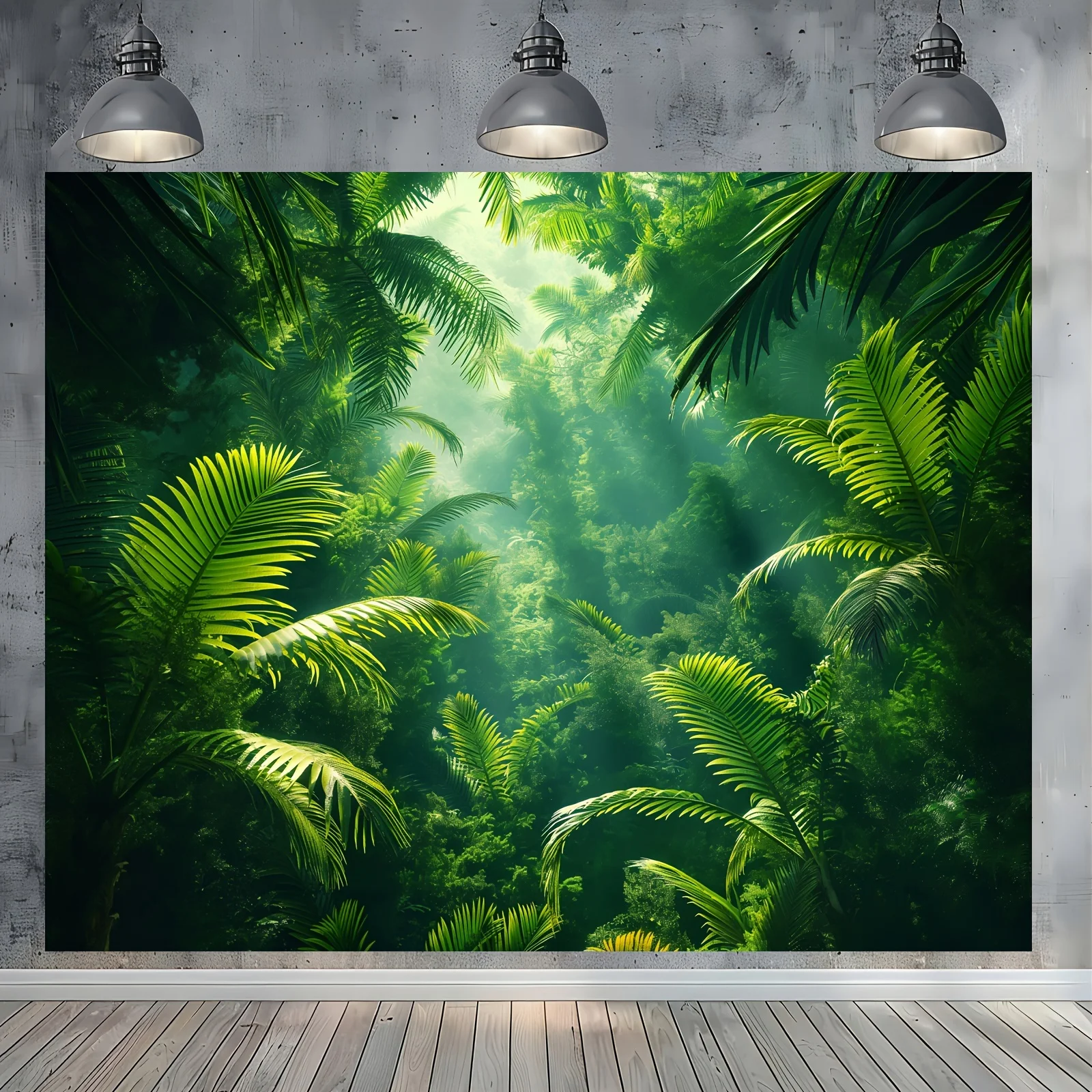 Rainforest Backdrop: Wild nature theme with palm trees and tropical ...
