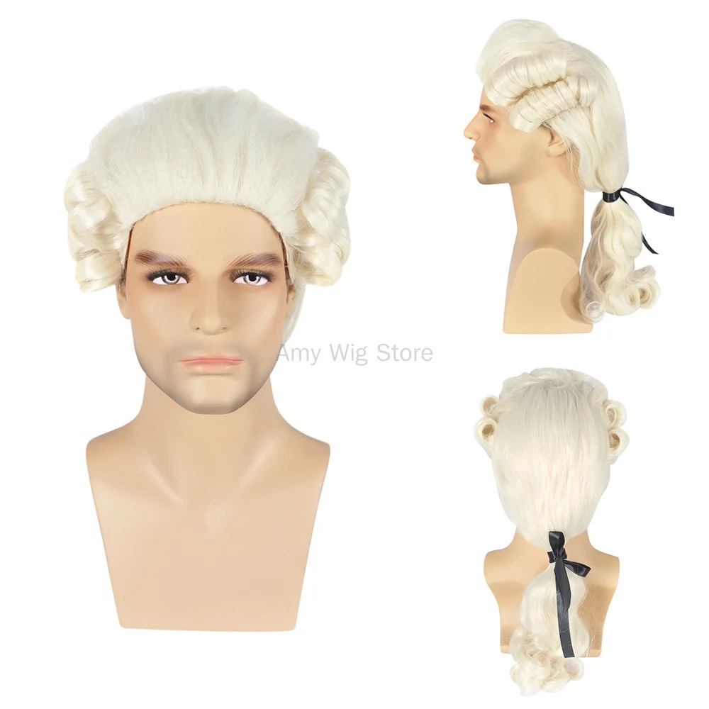 Grey-White-Black-Lawyer-Wig-Lawyer-Hair-Judge-Baroque-Wig-Curly-Male ...