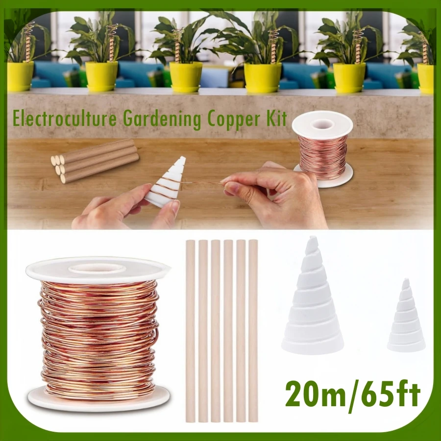 20m/65ft Electroculture Gardening Copper Kit with 99.9% Pure Copper ...