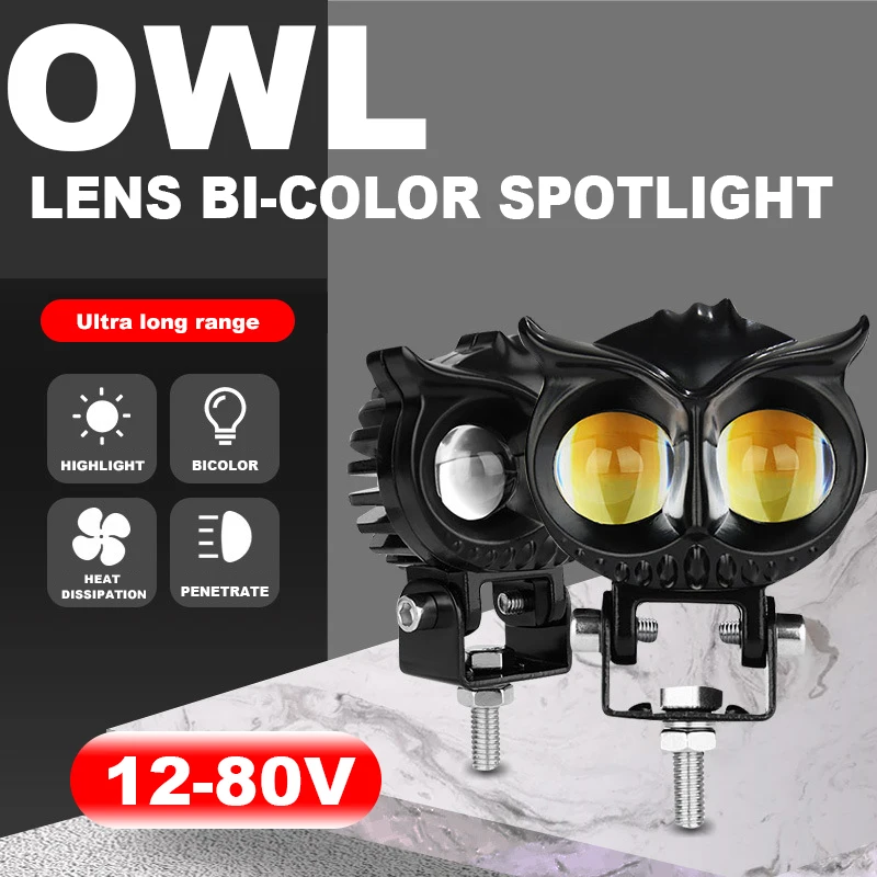 2-5-Inch-Motorcycle-Headlight-LED-Spotlight-White-Yellow-Driving-Light ...