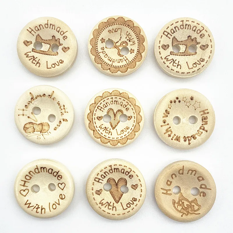 New-12-20-Mm-Assorted-Style-Mix-of-Wood-Button-Round-Button-Love ...