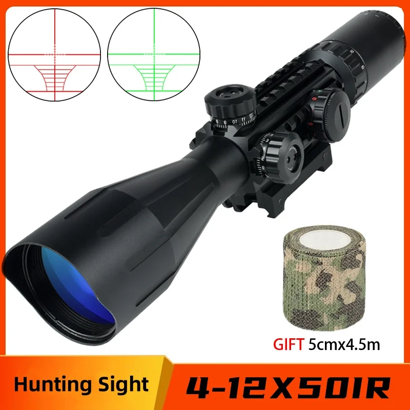 4-12x50IR-Rifle-Scopes-Red-and-Green-Illuminated-Tactical-Optical-Scope ...