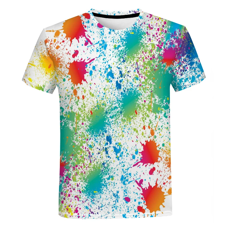 Men-s-Women-s-New-Rainbow-Paint-Splatter-Print-T-shirt-Harajuku-Street ...