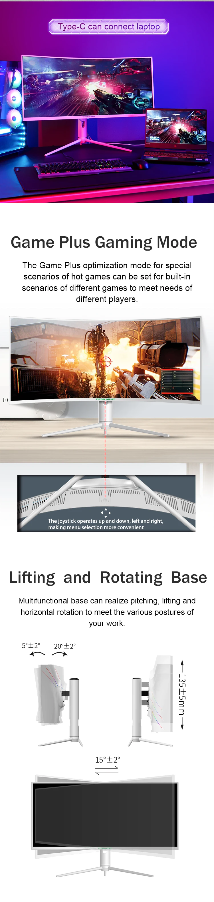 TITAN ARMY 34"4K165HZ HDR400 Curved Immersive Gaming Monitor UltraWide ...
