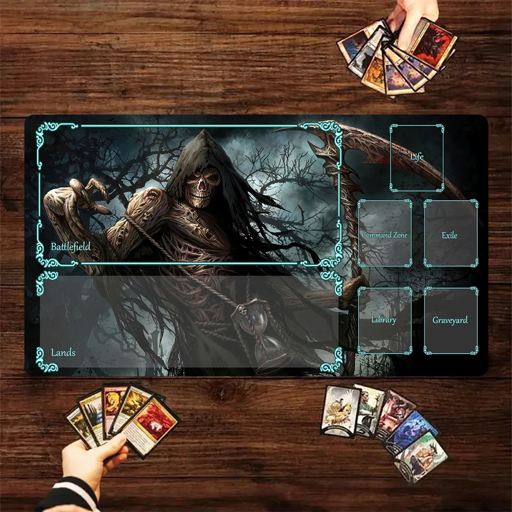 Magic Card Playmat with zone Terrifying Skeleton Man Death God MTG ...